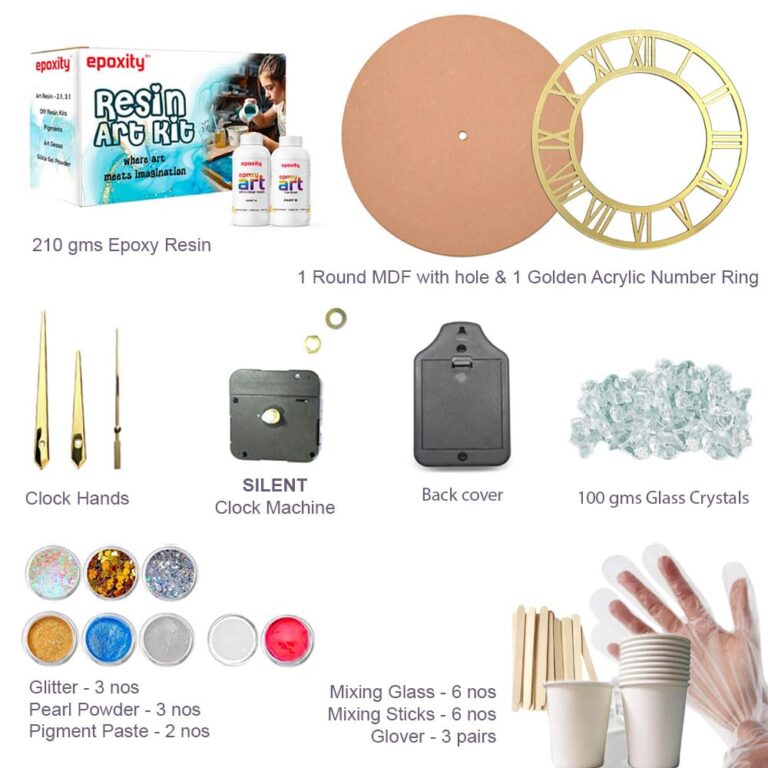 Resin Art kit for Wall Clock Making with12" MDF with Acrylic Roman Ring ...